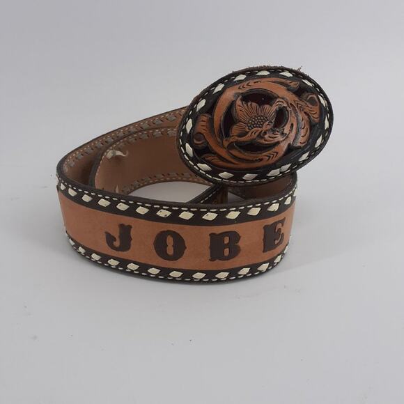 Circle Y | Accessories | Circle Y Jobe Tooled Leather Belt Tan Brown ...